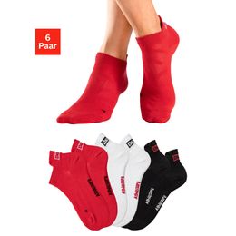 Sneakersocken Bench., Damen, Gr. 35-38, rot (2x rot, 2x wei&szlig;, 2x schwarz), Baumwollmischung, unifarben, elastisch, Socken Sneakersocken, mit L&uuml;ftungskan&auml;len in Netzstruktur