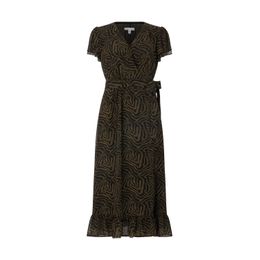 Lily & Lionel Midikleid LILY AND LIONEL "Devina Ruffle Detail Zebra Print Maxi Dress Damen", Damen, Gr. 44, Normalgr&ouml;&szlig;en, schwarz, 100% Polyester, Kleider Midikleid