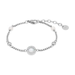 JOOP! Armband JOOP "Kreise", wei&szlig; (edelstahlfarben, kristallwei&szlig;, wei&szlig;, kristallwei&szlig;), Armb&auml;nder, Damen, 20cm, Edelstahl, Armband, mit Zirkonia (synth.) - mit Glasperle