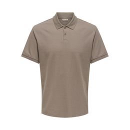 Only & Sons Poloshirt ONLY & SONS "ONSBEN REG SS POLO SHIRT NOOS", Herren, Gr. L, falcon, Jersey, Obermaterial: 100% Baumwolle, unifarben, regular fit normal, ohne Ausschnitt, Shirts, Baumwolle, regular fit