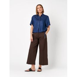 Culotte Toni, Damen, Gr. 36, N-Gr, schwarz braun, Web, Obermaterial: 97% Baumwolle, 3% Elasthan, slim fit wadenlang, Hosen Culotte, mit extra weitem Beinverlauf und B&uuml;gelfalte, Stretch