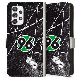 DeinDesign Galaxy A52s 5G Handy Klapph&uuml;lle Handyh&uuml;lle aus Kunst Leder wei&szlig; Flip Case Coat Of Arms H96 Hannover 96 Sideflip mit Lasche