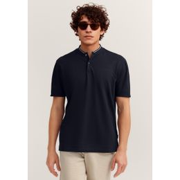 Poloshirt Bugatti, Herren, Gr. L, 390, marine, 52% Baumwolle, 44% Polyester, 4% Elasthan, unifarben, normal, Shirts, mit einem Collegekragen
