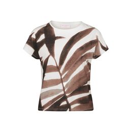 Kurzarmshirt Betty Barclay "Damen mit U-Boot-Ausschnitt", Damen, Gr. 36, wei&szlig;, braun, Jersey, Obermaterial: 98% Polyester, 2% Elasthan, loose fit normal, U-Boot-Ausschnitt, Shirts
