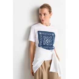 T-Shirt RICHROYAL, M&auml;dchen, Gr. L, wei&szlig;, neutral, Web, Obermaterial: 100% Baumwolle, unifarben, regular fit taillenbedeckt, Rundhals, eingesetzt abgesteppte Kante, Shirts T-Shirt, Regular fit mit Print