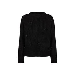 Strickpullover LIBERT&Eacute; ESSENTIEL "Libert&eacute; Essentiel Sweater FRO", Damen, Gr. L, schwarz silber bow, Obermaterial: 68% Polyacryl, 28% Polyester, 4% Elasthan, Pullover Strickpullover