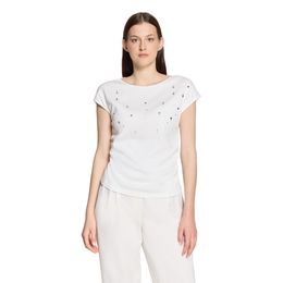 Kurzarmshirt Betty Barclay "Damen mit Rippenstruktur", Damen, Gr. 46, rohwei&szlig;, Jersey, Obermaterial: 48% Baumwolle, 48% Modal, 4% Elasthan, loose fit normal, U-Boot-Ausschnitt, Shirts