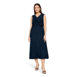 Midikleid Betty Barclay "Damen mit V-Ausschnitt", Damen, Gr. 36, Normalgr&ouml;&szlig;en, dunkelblau, Obermaterial: 69% Baumwolle, 29% Polyamid, 02% Elasthan, figurumspielend lang, V-Ausschnitt, Kleider Midikleid