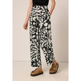 Damen Culotteschwarz, Gr. 42, STREET ONE STUDIO, gebl&uuml;mt, Stoff, 100% Viskose, Hosen, Middle Waist