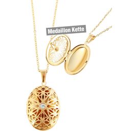 Adelia&acute;s Kette ohne Anh&auml;nger ADELIA&acute;S "Damen Halskette mit Anh&auml;nger &ndash; Medaillon aus Edelstahl", gold, Halsketten, Damen, 43cm, Edelstahl, Perfekt als Geschenk zum Weihnachten