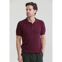 Poloshirt FELIX HARDY "Strick-Polo Shirt Kurzarm", Herren, Gr. L, bordeaux, 100% Baumwolle, Shirts