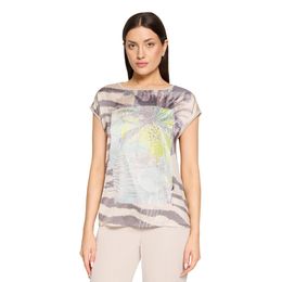 Kurzarmshirt Betty Barclay "Damen mit Aufdruck", Damen, Gr. 38, beige, grau, Jersey, Obermaterial: 67% Viskose, 15% Polyester, 15% Polyester, 3% Elasthan, gerade normal, U-Boot-Ausschnitt, Shirts