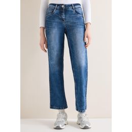 Loose-fit-Jeans Cecil, Damen, Gr. 27, L&auml;nge 28, mid blau wash, Jeans, 78% Baumwolle, 20% Polyester, 2% Elasthan, unifarben, lang, Jeans, High Waist