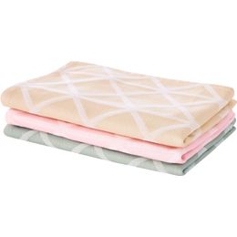 Geschirrtuch OTTO HOME "Brea", pink, sand, gr&uuml;n, B:50cm L:70cm, Geschirrt&uuml;cher, Geschirrtuch, 100 % Baumwolle, 3er-Set, 50 &times; 70 cm, attraktives Design