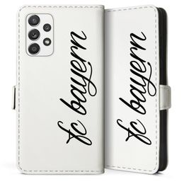 DeinDesign Galaxy A52s 5G Handy Klapph&uuml;lle Handyh&uuml;lle aus Kunst Leder wei&szlig; Flip Case Fcb Official Licensed Product Fc Bayern M&uuml;nchen Sideflip mit Lasche
