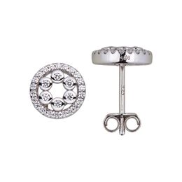 Paar Ohrstecker Jobo "Zirkonia-Ohrringe Kreis 9 mm", silber 925, wei&szlig;, Ohrringe, Damen, 9,2mm, Silber 925 (Sterlingsilber), 925 Silber rhodiniert oder vergoldet