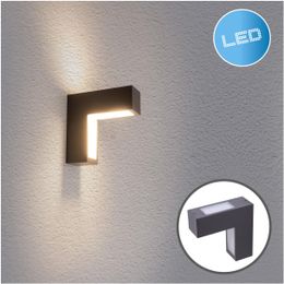 N&auml;ve LED Au&szlig;en-Wandleuchte N&Auml;VE "Angus", grau (anthrazit), B:5cm H:15cm L:15cm, Leuchten, anthrazit/opal Up/Downlight incl. LED IP 54 neutralwei&szlig;es Licht