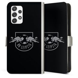 DeinDesign Galaxy A52s 5G Handy Klapph&uuml;lle Handyh&uuml;lle aus Kunst Leder wei&szlig; Flip Case Official Licensed Product Logo Rb Leipzig Sideflip mit Lasche