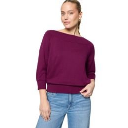 Strickpullover Zero "Damen mit Carmenausschnitt", Damen, Gr. 38, lila (magenta lila), Obermaterial: 40% Baumwolle, 60% Viskose, unifarben, figurbetont normal, Carmenausschnitt, eng B&uuml;ndchen, Pullover Strickpullover, Plain/ ohne Details