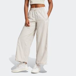 Sporthose adidas Sportswear "W 3S WV PT", Damen, Gr. L, N-Gr, grau (wonder alumina, wei&szlig;, normal, gr.), Obermaterial: 100% Polyamid, Hosen Sporthose, Fallschirmhose, locker geschnitten, mit weitem Bein