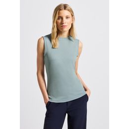 Ripptanktop Street One, Damen, Gr. 42, blau (arona blau), Stoff, 63% Modal, 37% Polyester, unifarben, normal normal, hoch geschlossener Ausschnitt, abgesteppt, Tops, mit Turtleneck