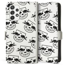 DeinDesign Galaxy A52s 5G Handy Klapph&uuml;lle Handyh&uuml;lle aus Kunst Leder wei&szlig; Flip Case Muster Rb Leipzig Transparent Sideflip mit Lasche