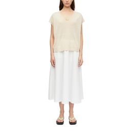 Pullunder comma, Damen, Gr. S, oat milk, Strick, Obermaterial: 57% Leinen, 27% Viskose, 16% Polyester, unifarben, l&auml;ssig geschnitten h&uuml;ftbedeckend, V-Ausschnitt, B&uuml;ndchen, Pullover Pullunder, mit V-Ausschnitt und Viskose-Leinen