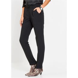 bonprix Hose mit Rundumgummizug, schwarz, Gr.36, Lange Hose mit Rundumgummizug und B&uuml;gelfalten