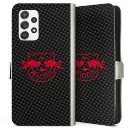 DeinDesign Galaxy A52s 5G Handy Klapph&uuml;lle Handyh&uuml;lle aus Kunst Leder wei&szlig; Flip Case Rb Leipzig Official Licensed Product Carbon Sideflip mit Lasche