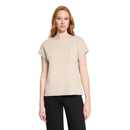 Kurzarmshirt Betty Barclay "Damen mit Seitenschlitzen", Damen, Gr. 36, beige, Sweatware, Obermaterial: 55% Viskose, 39% Polyester, 6% Elasthan, loose fit normal, U-Boot-Ausschnitt, Shirts
