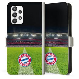 DeinDesign Galaxy A52s 5G Handy Klapph&uuml;lle Handyh&uuml;lle aus Kunst Leder wei&szlig; Flip Case Stadium Fc Bayern M&uuml;nchen Fcb Sideflip mit Lasche