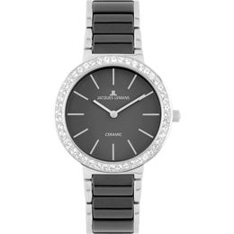 Quarzuhr Jacques Lemans "Monaco", schwarz, schwarz, silberfarben, Armbanduhren, Damen, Quarzuhr, Armbanduhr, Damenuhr, Keramik, analog