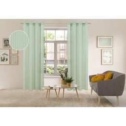 Gardine OTTO HOME "Fritty", gr&uuml;n, B:140cm H:225cm, Ausbrenner, Polyester, Gardinen, Gardine, &Ouml;sen, transparent, Pflegeleicht, elegante L&auml;ngststreifen