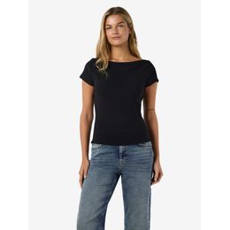Kurzarmshirt Noisy may "NMMAYA S/S BOATNECK TOP NOOS", Damen, Gr. M, schwarz, Jersey, Obermaterial: 95% Baumwolle, 5% Elasthan, unifarben, regular fit normal, Rundhals, Shirts, Baumwollmischung, regular fit