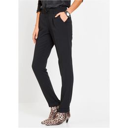 bonprix Hose mit Rundumgummizug, schwarz, Gr.36, Lange Hose mit Rundumgummizug und B&uuml;gelfalten