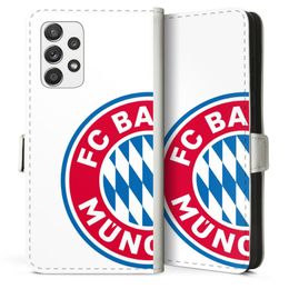 DeinDesign Galaxy A52s 5G Handy Klapph&uuml;lle Handyh&uuml;lle aus Kunst Leder wei&szlig; Flip Case Logo Fc Bayern M&uuml;nchen Fcb Sideflip mit Lasche