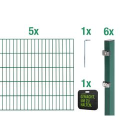 Doppelstabmattenzaun Alberts "Grundset", gr&uuml;n, H:160cm, Stahl, Zaunelemente, H&ouml;he: 80-200 cm, Gesamtl&auml;nge: 4-30 m, zum Einbetonieren