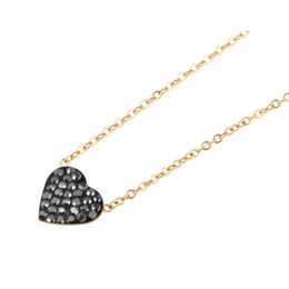 Adelia&acute;s Kette ohne Anh&auml;nger ADELIA&acute;S "Damen Halskette mit Anh&auml;nger &ndash; Herz aus Edelstahl", schwarz, Halsketten, Damen, 47cm, Edelstahl, Ideal als Geschenk &ndash; dezent und elegant