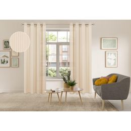 Gardine OTTO HOME "Fritty", beige, B:140cm H:175cm, Ausbrenner, Polyester, Gardinen, Gardine, &Ouml;sen, transparent, Pflegeleicht, elegante L&auml;ngststreifen