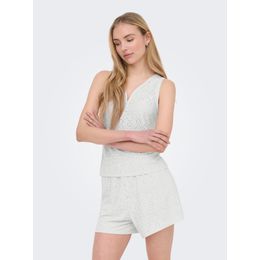 Spitzentop Only "ONLSMILLA S/L V-NECK TOP JRS", Damen, Gr. L, cloud dancer, Jersey, Obermaterial: 95% Polyester, 5% Elasthan, unifarben, regular fit normal, V-Ausschnitt, Tops Spitzentop, Materialmix, regular fit, V-Ausschnitt