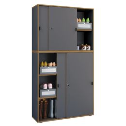 Aktenschrank Vcm "B&uuml;roschrank Aktenschrank Schiebet&uuml;ren Salia 5fach", schwarz (anthrazit), B:100cm T:37cm, Obermaterial: 100% Holz Wood., Schr&auml;nke