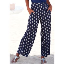 Palazzohose Vivance, Damen, Gr. 34, N-Gr, blau (blau, bedruckt), Web, Obermaterial: 100% Viskose, bedruckt, figurumspielend lang, Hosen Palazzohose, mit Alloverdruck und Taschen, Schlupfhose, luftige Sommerhose