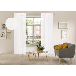 Gardine OTTO HOME "Fritty", wei&szlig;, B:140cm H:225cm, Ausbrenner, Polyester, Gardinen, Gardine, Multifunktionsband, transparent, moderne L&auml;ngststreifen, Ausbrenner