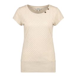 alife and kickin Rundhalsshirt ALIFE & KICKIN "Damen BirteAK P Kurzarmshirt, Shirt", Damen, Gr. L, chalk, 65% Baumwolle, 35% Polyester, Shirts Rundhalsshirt, Kurzarm mit Polka-Dot-Allover-Print, Scoop-Neck und Rippbund