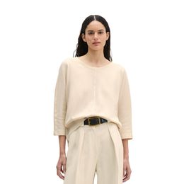 Marc O'Polo Langarmshirt MARC O'POLO "aus Organic Cotton Single Jersey", Damen, Gr. L, beige (grau silk), Obermaterial: 100% Baumwolle, unifarben, Basic, loose fit, Shirts Langarmshirt