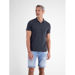 Poloshirt Lerros "Modernes Poloshirt mit Jaquard-Muster und knopflosem Kragen", Herren, Gr. L, classic navy, 100% Baumwolle, ohne Ausschnitt, Shirts
