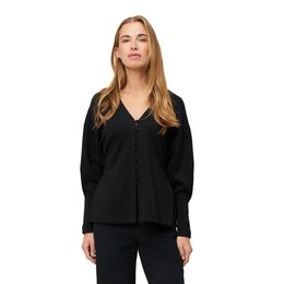 Sweatjacke Zero "Damen mit Knopfleiste", Damen, Gr. 34, schwarz beauty, Sweatware, Obermaterial: 49% Polyester, 5% Elasthan, 46% Viskose. F&uuml;llung:, unifarben, figurumspielend lang, V-Ausschnitt, weit B&uuml;ndchen krempelbar, Sweatjacken Sweatjacke, Knopfleiste