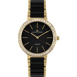 Quarzuhr Jacques Lemans "Monaco", schwarz, schwarz, Armbanduhren, Damen, Quarzuhr, Armbanduhr, Damenuhr, Keramik, analog