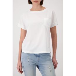 Schlupfbluse monari "Schluse Basic Schluse", Damen, Gr. 36, ecru, Web, Obermaterial: 100% Polyester. R&uuml;ckenteil: 50% Baumwolle, 50% Modal, unifarben, regular fit taillenbedeckt, Rundhals, angeschnitten angesetztes B&uuml;ndchen, Blusen Schlupfbluse, Regular fit mit Brusttasche