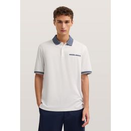 Poloshirt Bugatti, Herren, Gr. L, 10, wei&szlig;, 50% Baumwolle, 50% Polyester, unifarben, normal, ohne Ausschnitt, Shirts, Modern Fit mit einer Brusttasche